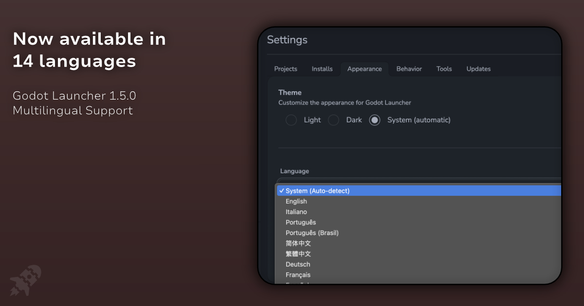 🚀 Godot Launcher 1.5.0 – Brings Internationalisation | Godot Launcher